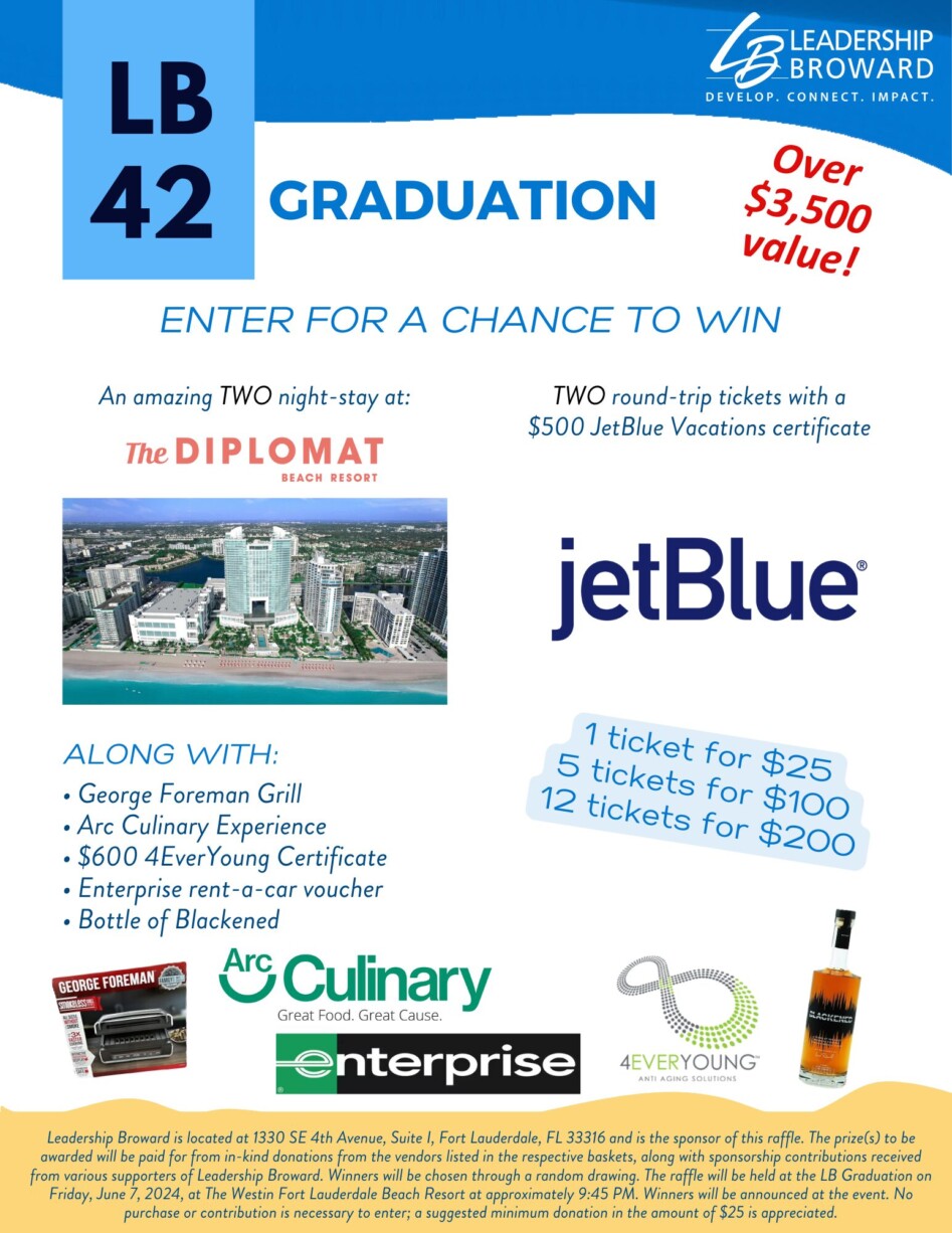 LB CLASS 42 GRADUATION RAFFLE - 5 Entries - Leadership Broward Foundation